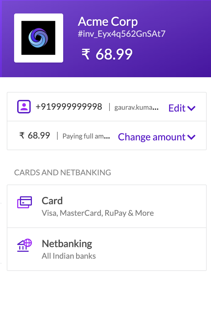 Customize Payment Methods
